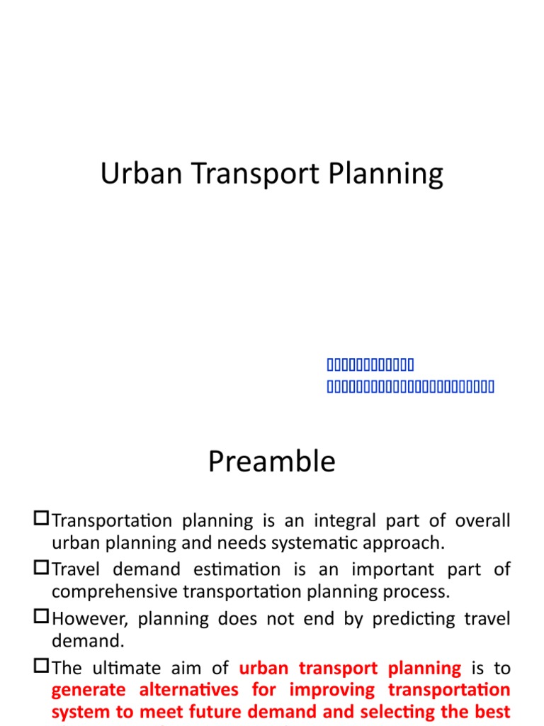 Urban Transport Planning | PDF | Public Transport | Transport