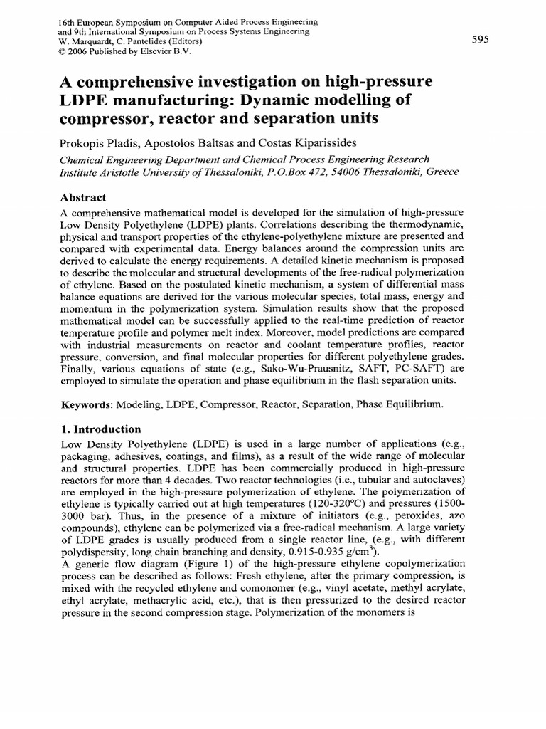 A Comprehensive Investigation On High-Pressure LDPE Manufacturing ...