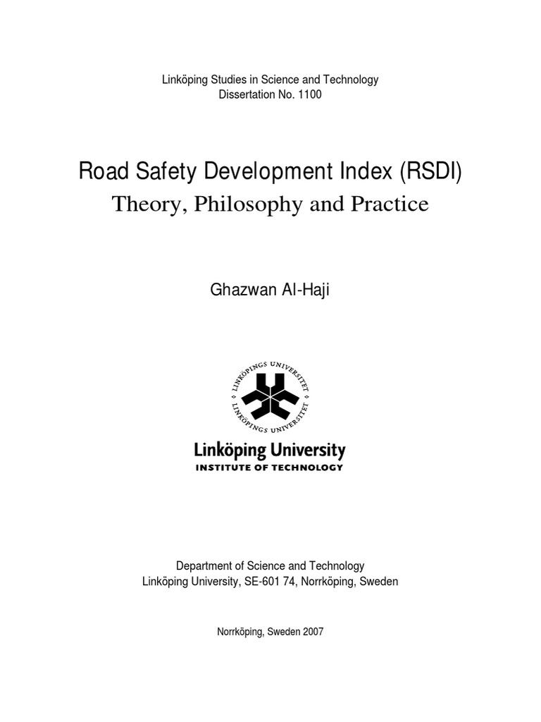 Road Safety Development Index RSDI Theory Philosophy and Practice | PDF