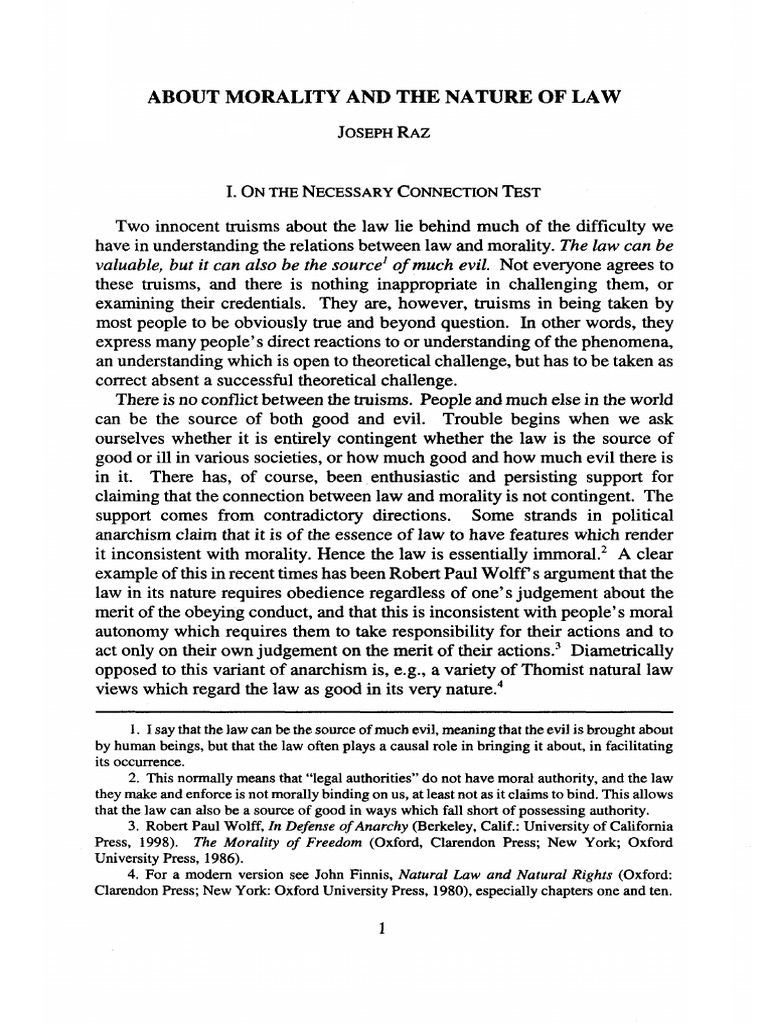 Joseph Raz - About Morality and Nature of Law | PDF | Jurisprudence ...