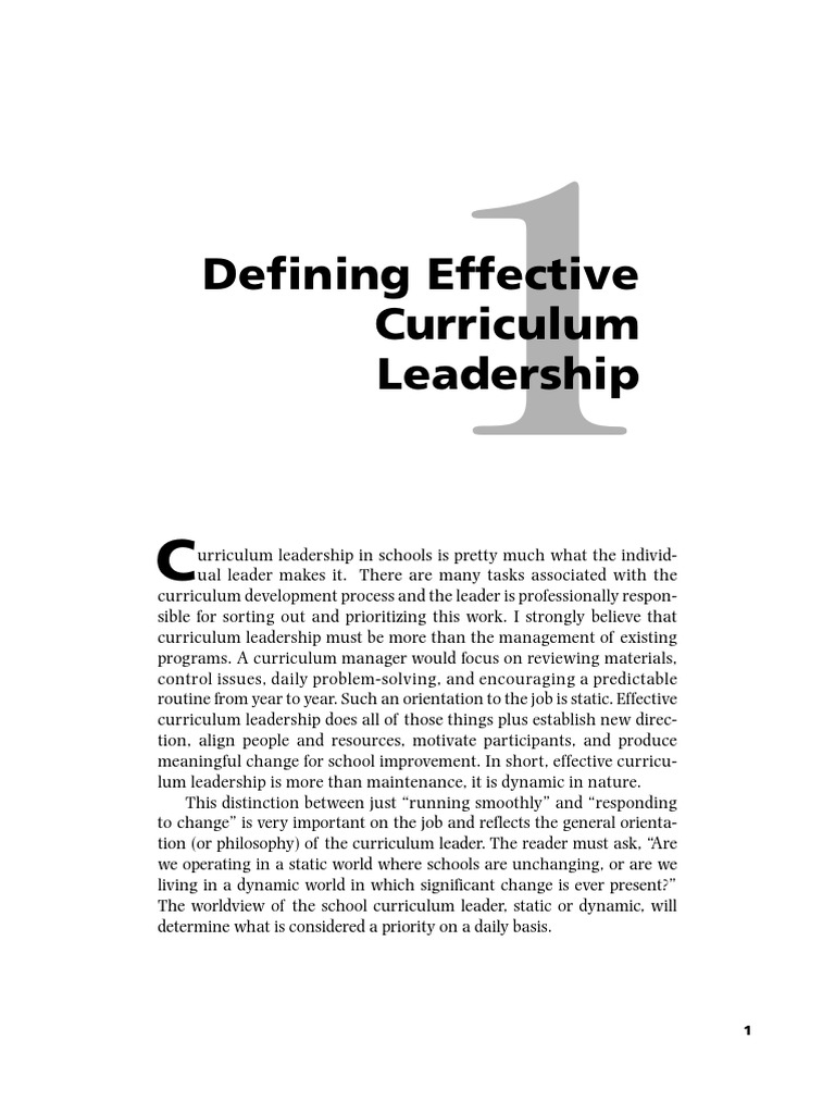 Defining the Dynamic Role of Effective Curriculum Leadership | PDF ...