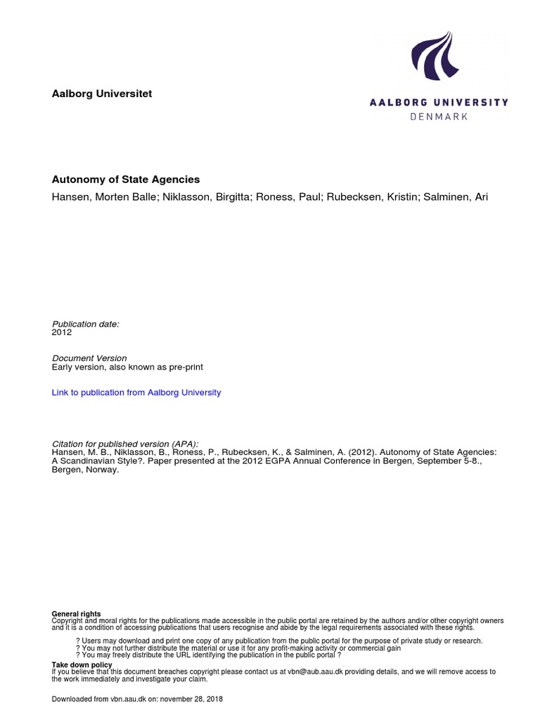Autonomy of State Agencies | PDF | Nordic Countries | Correlation And ...