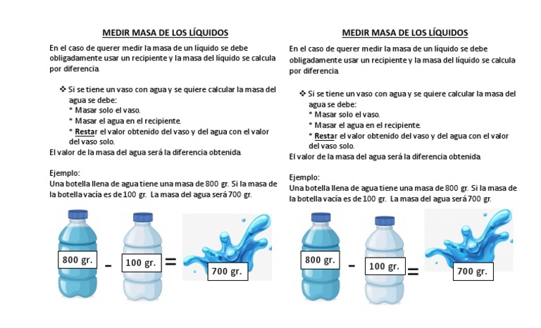 Experimento Medir La Masa de Los Líquidos | PDF | Cocina, comidas y vino