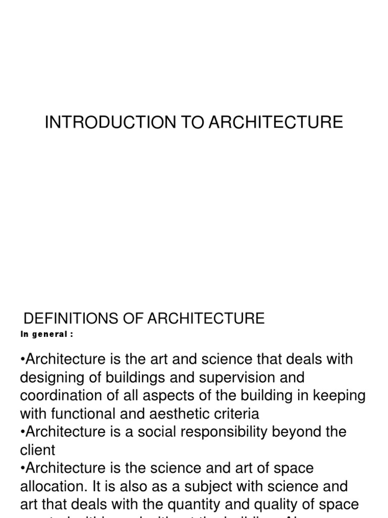 01 Introduction To Architecture | PDF | Aesthetics | Theory