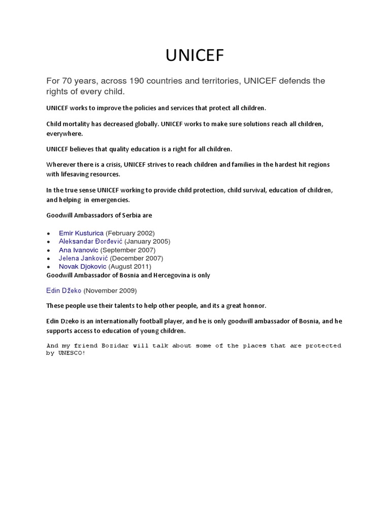 UNICEF's Global Child Advocacy | PDF