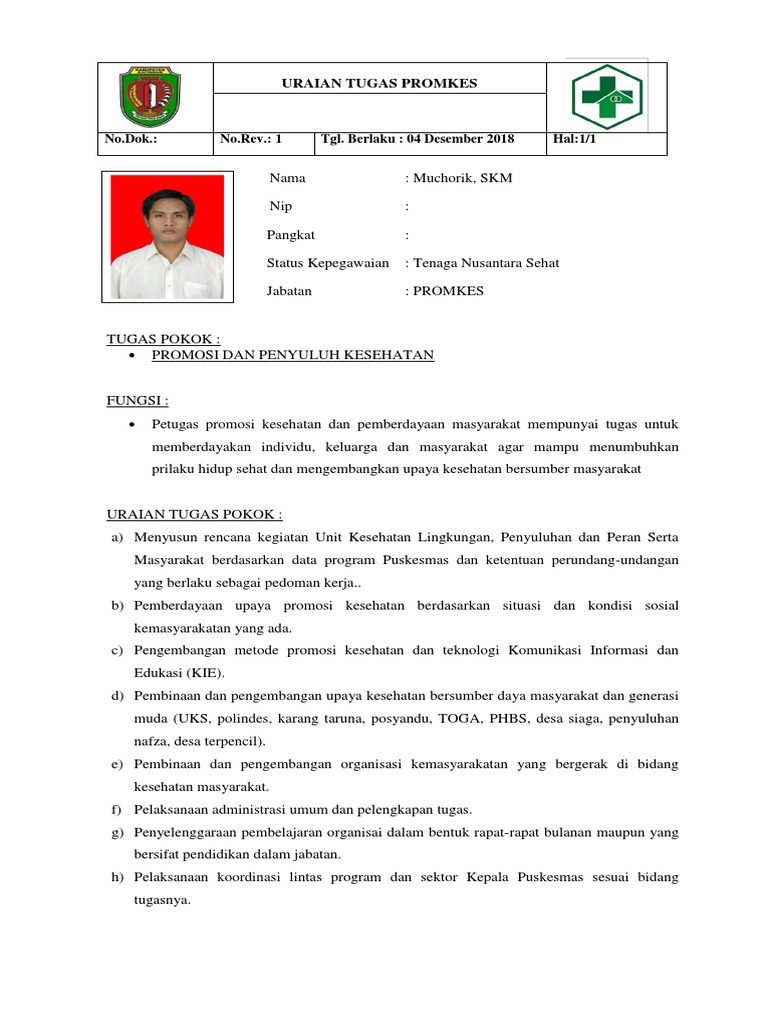 Contoh Tupoksi Promkes | PDF