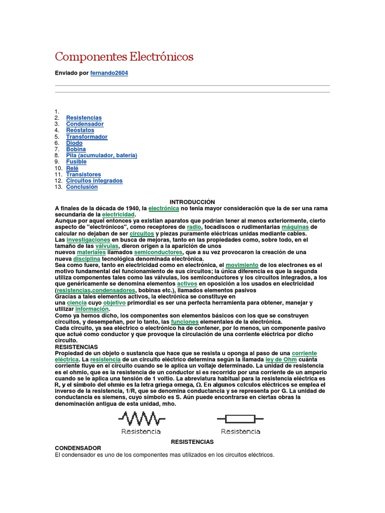 Componentes Electrónicos | PDF | Transformador | Diodo