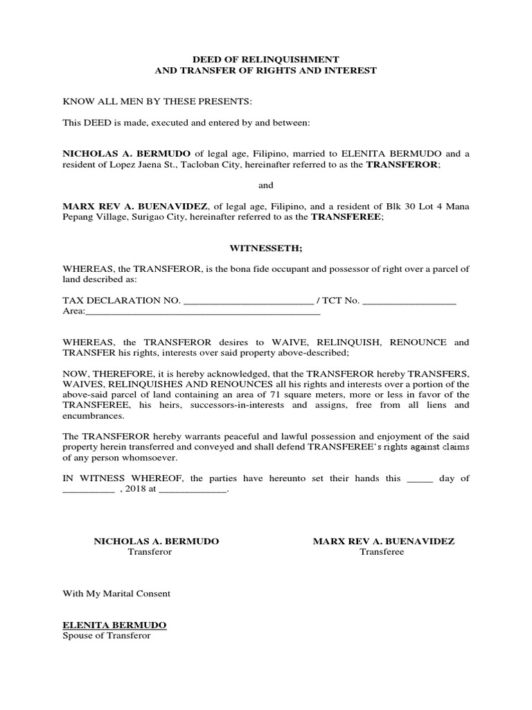 Deed of Relinquishment | PDF | Deed | Private Law