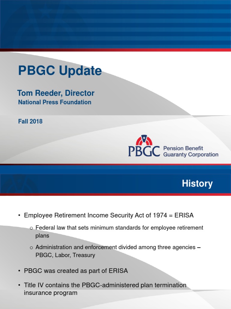 PBGC Update: Tom Reeder, Director | PDF | Pension | Insurance