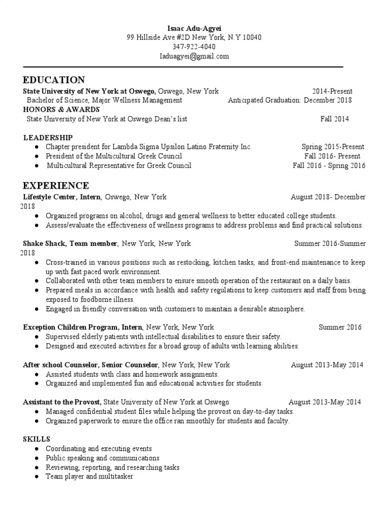 Isaac Aa Resume | PDF | Homework | Health Care