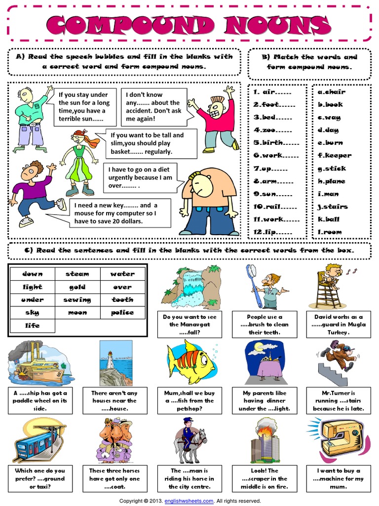 Compound Nouns First Worksheet | PDF | Linguistics | Linguistic Morphology