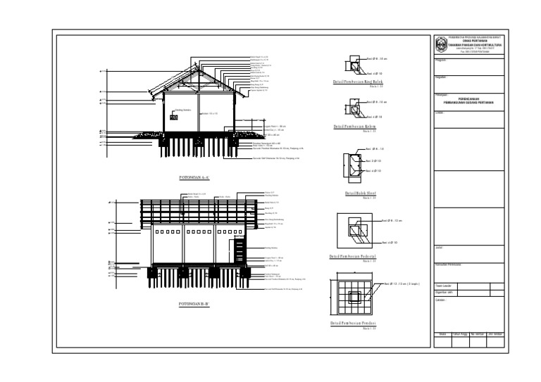 Potongan A-A': Detail Pembesian Ring Balok | PDF