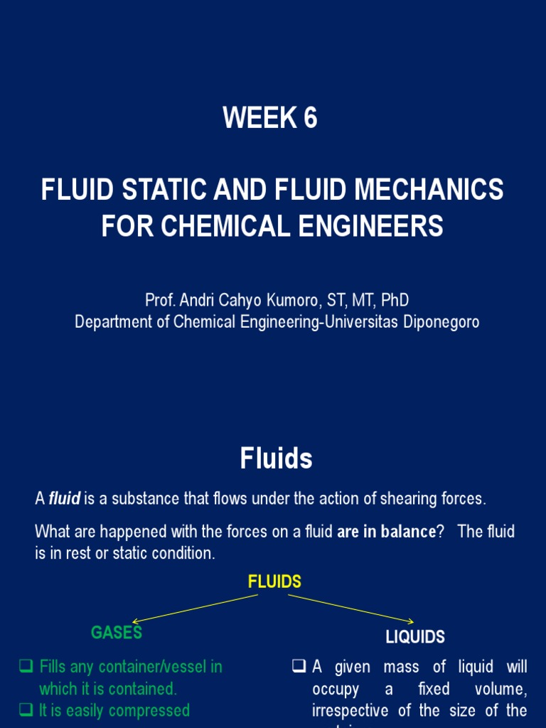 WEEK 6 Fluid Static and Dynamics-2.ppt | Pressure | Fluid Dynamics
