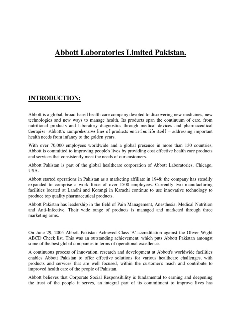 Abbott Pakistan | PDF | Abbott Laboratories | Health Care