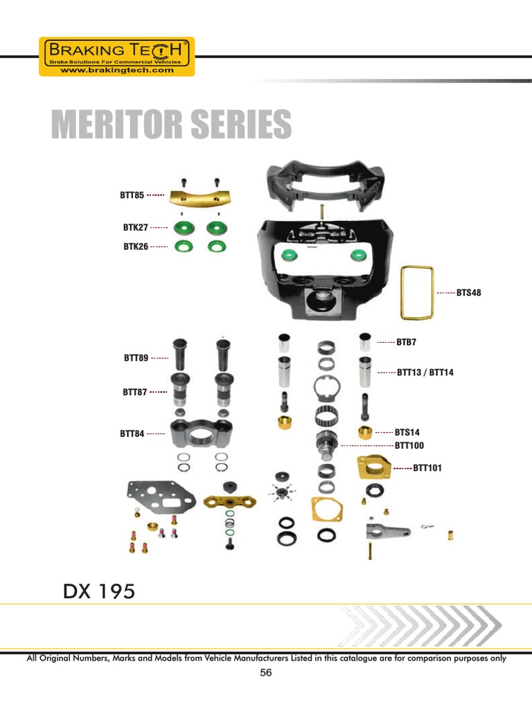 MERITOR SERIES BRAKE CALIPER REPAIR KIT PARTS LIST | PDF | Washer ...