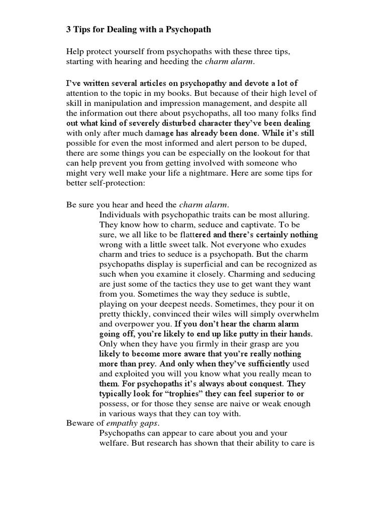 3 Tips For Dealing With A Psychopath | PDF