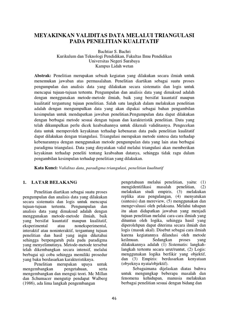Meyakinkan Validitas Data Melalui Triangulasi Pada Penelitian ...