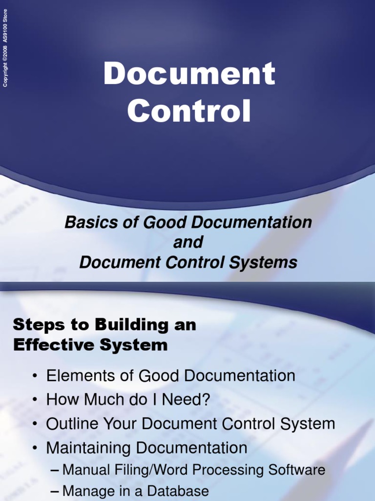 Basics of Good Document Control Systems | PDF | Copyright | Documentation