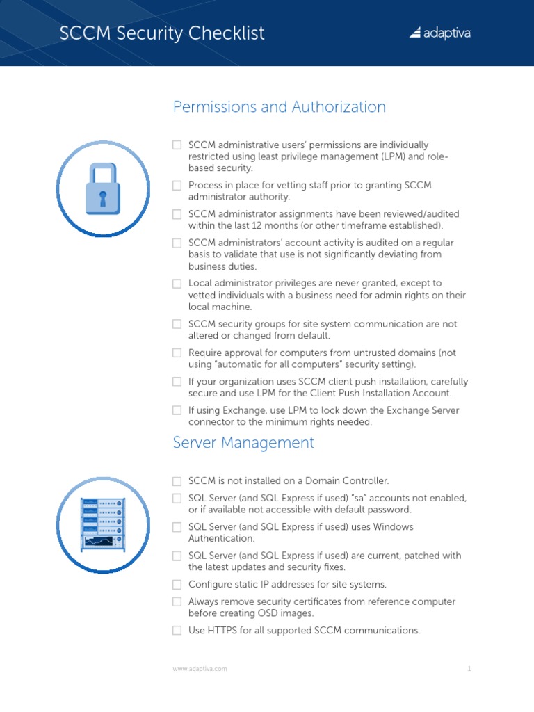 SCCM Security Checklist | PDF | Internet Information Services ...
