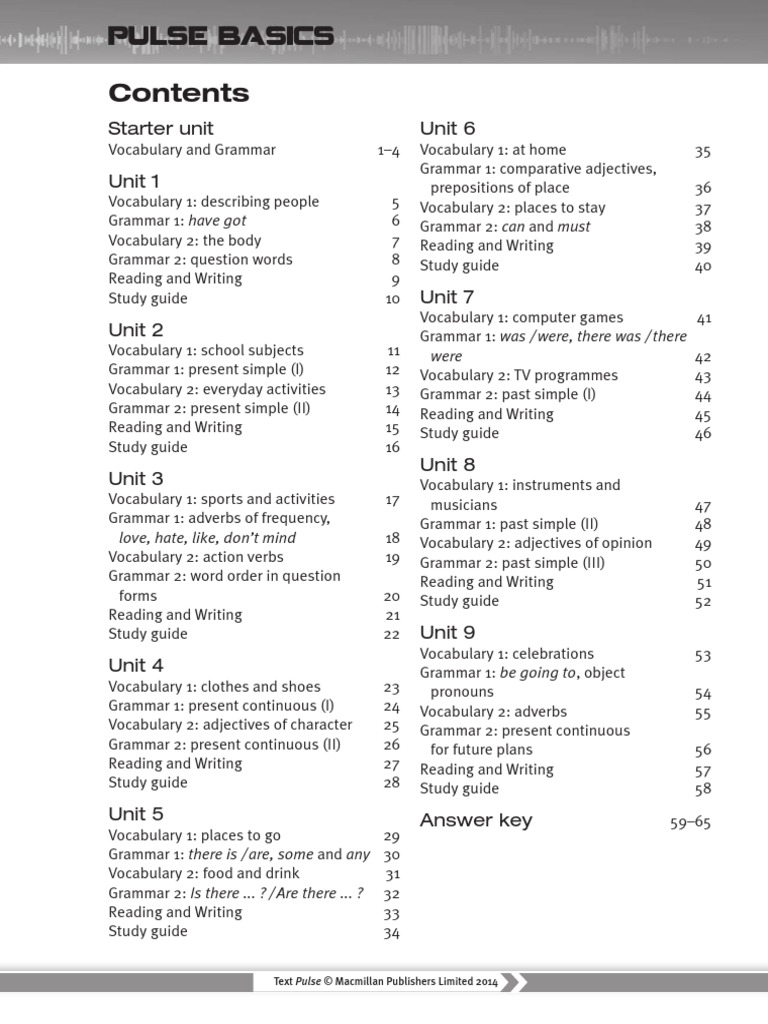 Pulse Basics: Starter Unit Unit 1 Unit 6 | PDF | Adverb | Spider Man