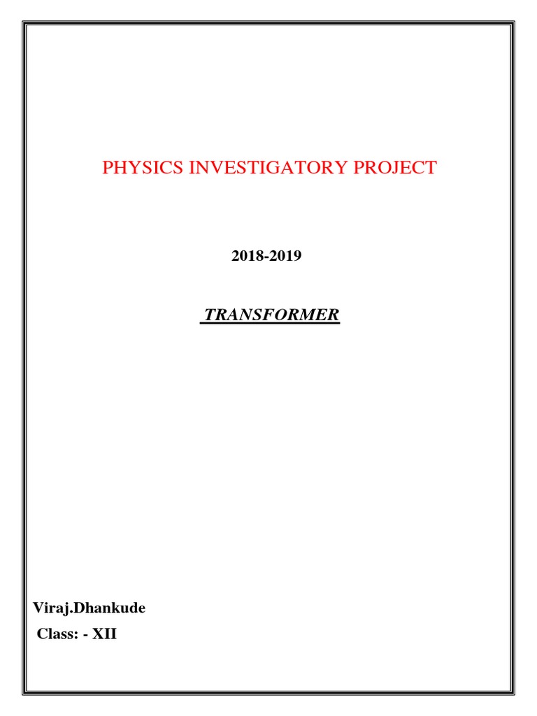 Transformer Class 12 Cbse Investigatory Project | PDF | Transformer ...