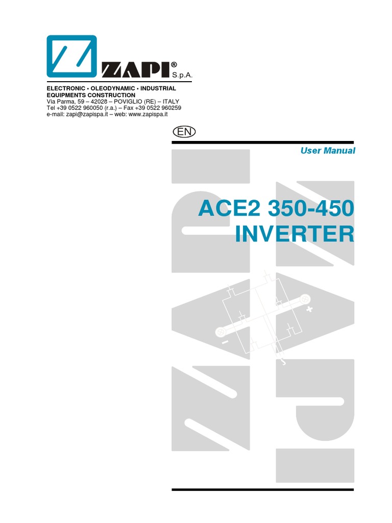 Zapi Ace-2 Manual | PDF | Electromagnetic Compatibility | Electrostatic Discharge