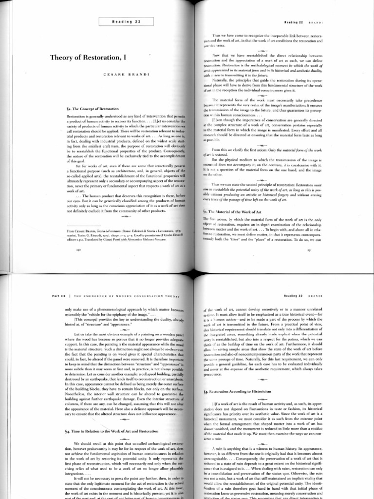 Brandi - Theory of Restoration I - SM PDF | PDF