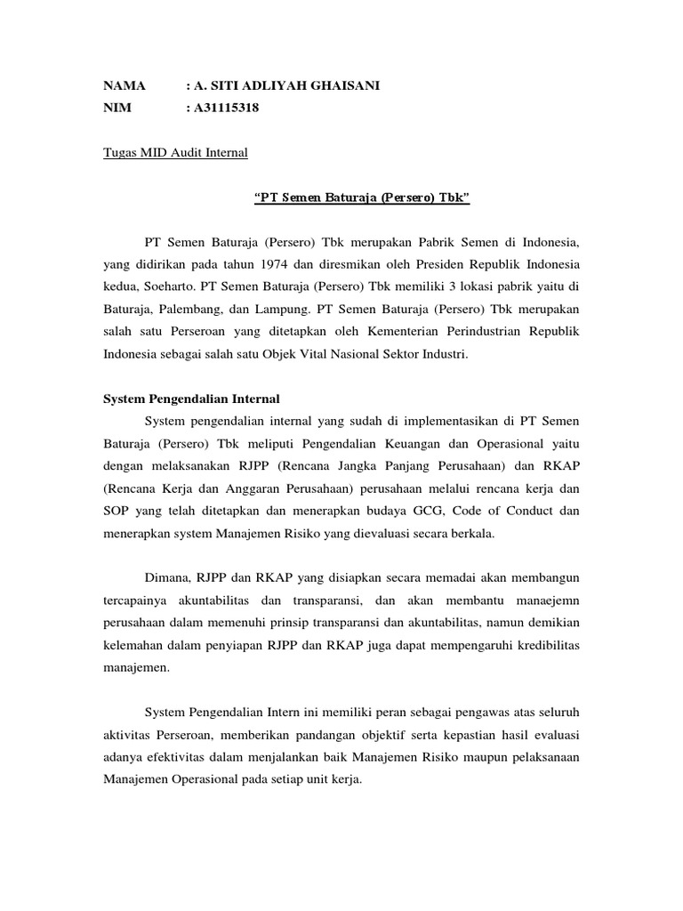 Audit Internal Tugas MID | PDF