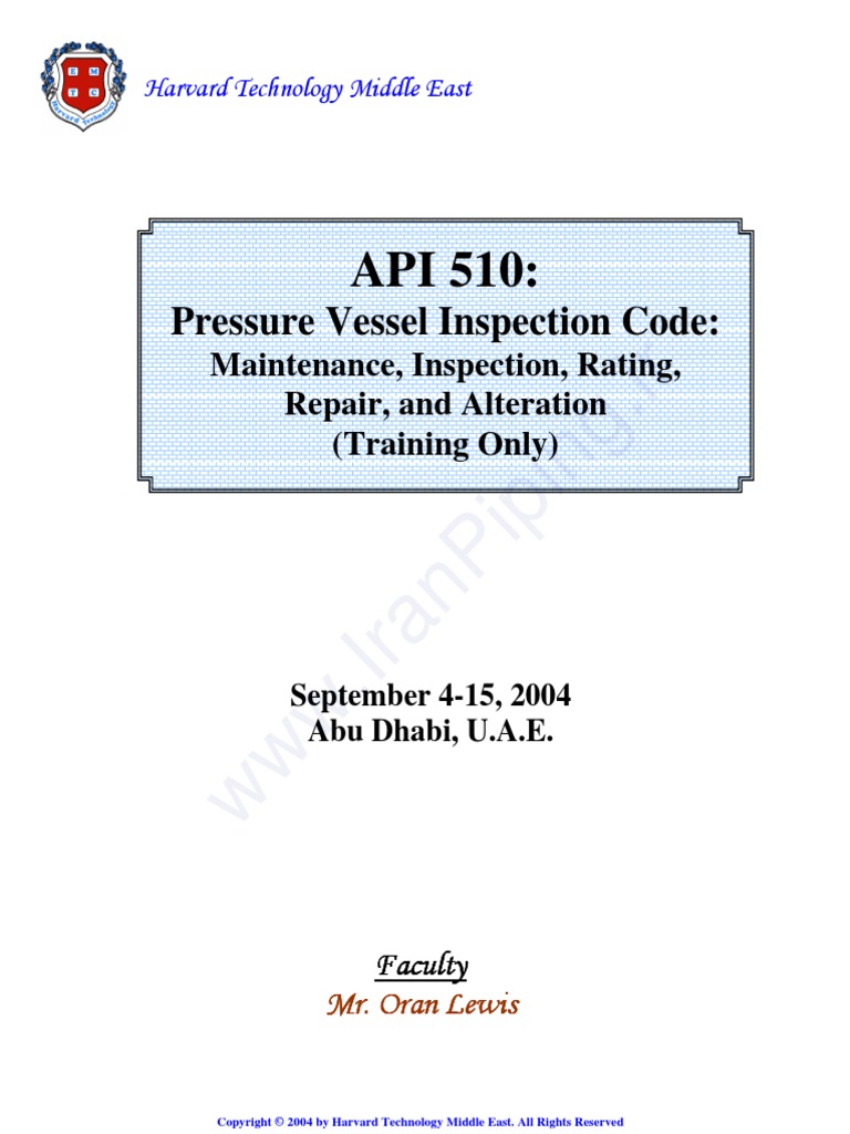 API 510 Pressure Vessel Inspection Training Material PDF | PDF | Welding | Construction