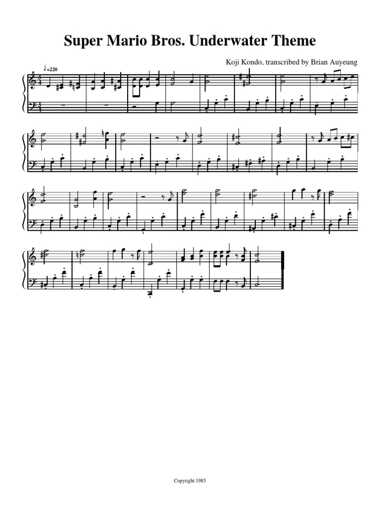 Mario Underwater Theme | PDF | Video Games | Nintendo Hardware