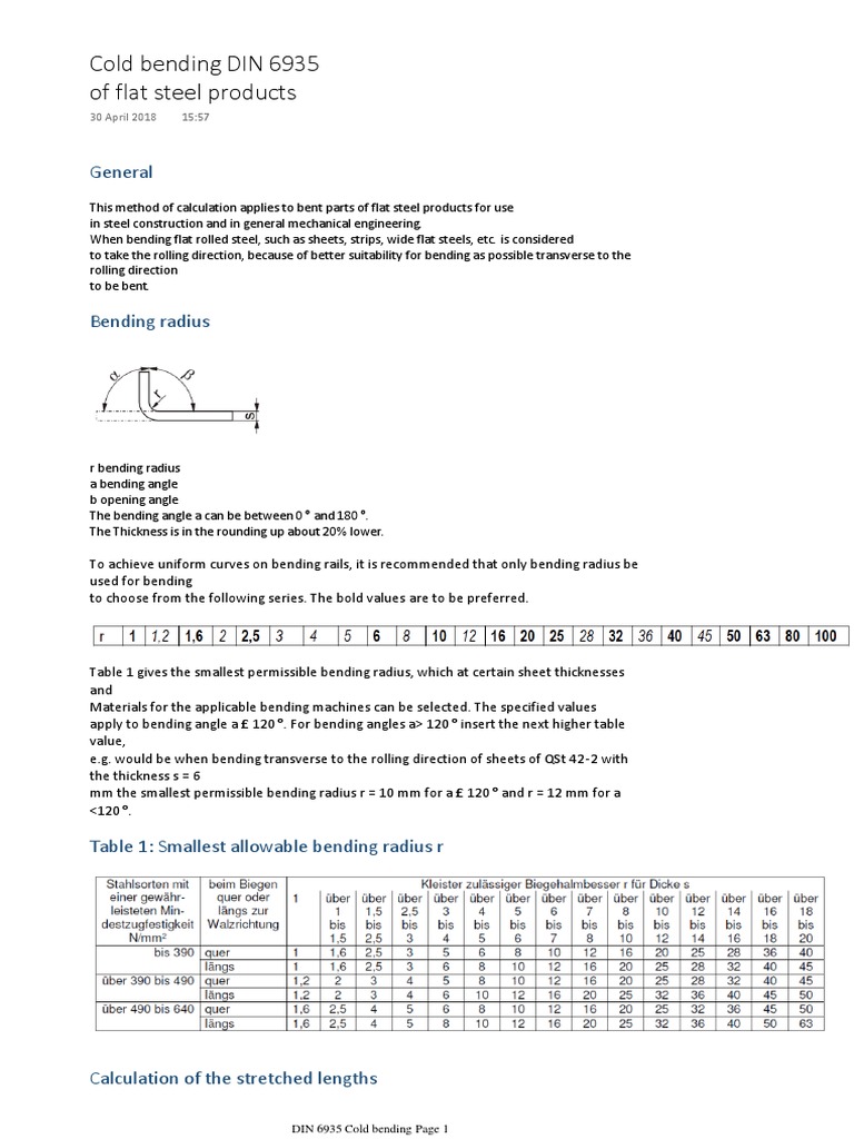 Cold Bending DIN 6935 (Eng) | PDF | Rolling (Metalworking) | Building ...