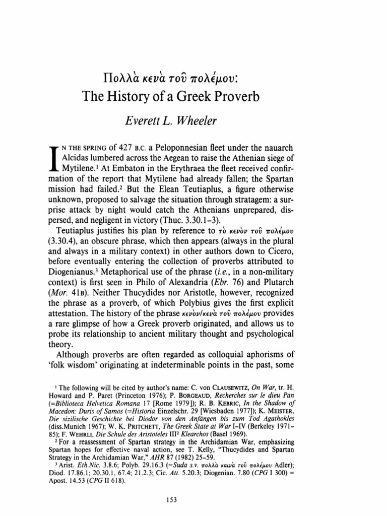 The History of A Greek Proverb | PDF | Thucydides | Unrest