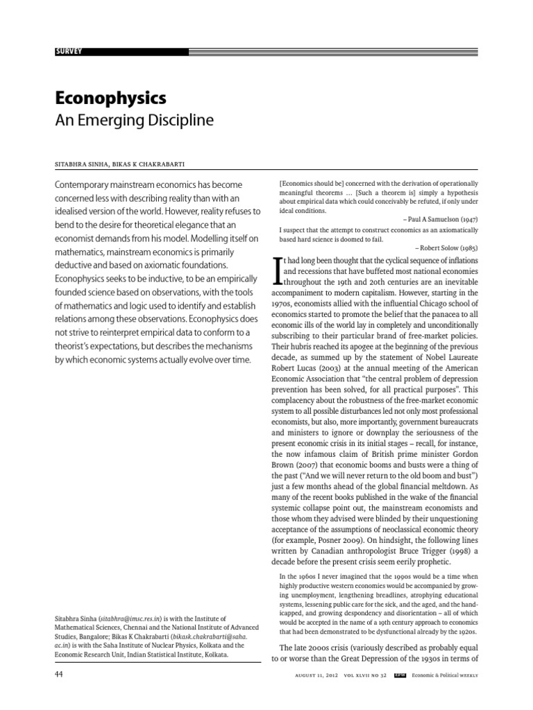 EconPhysics An Emerging Discipline PDF | PDF | Economic Equilibrium ...