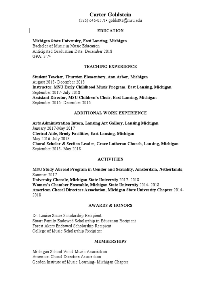 Resume 9 | PDF | Michigan State University | Lansing