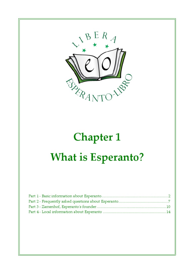 Libera Esperanto Libro Chap1 En | First Language | Human Communication