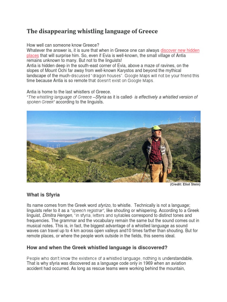 The Disappearing Whistling Language of Greece | PDF | Semiotics ...
