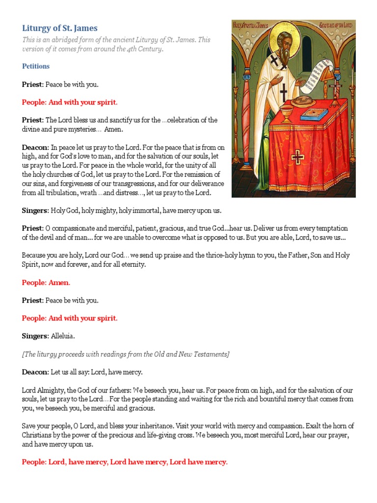 Liturgy of ST James | PDF | Lord's Prayer | Ancient Mediterranean Religions