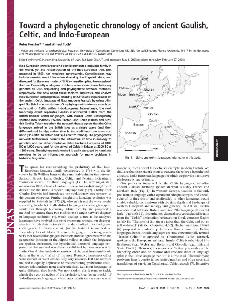 Toward A Phylogenetic Chronology of Ancient Gaulish, Celtic, and Indo ...
