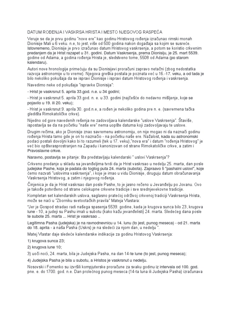 Hristovo Rodjenje Datum | PDF
