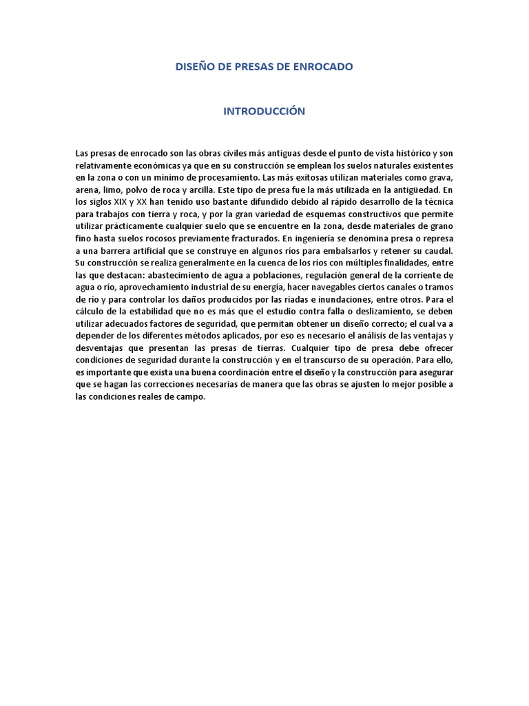 Diseño de Presas de Enrocado | PDF | Represa | Hormigón