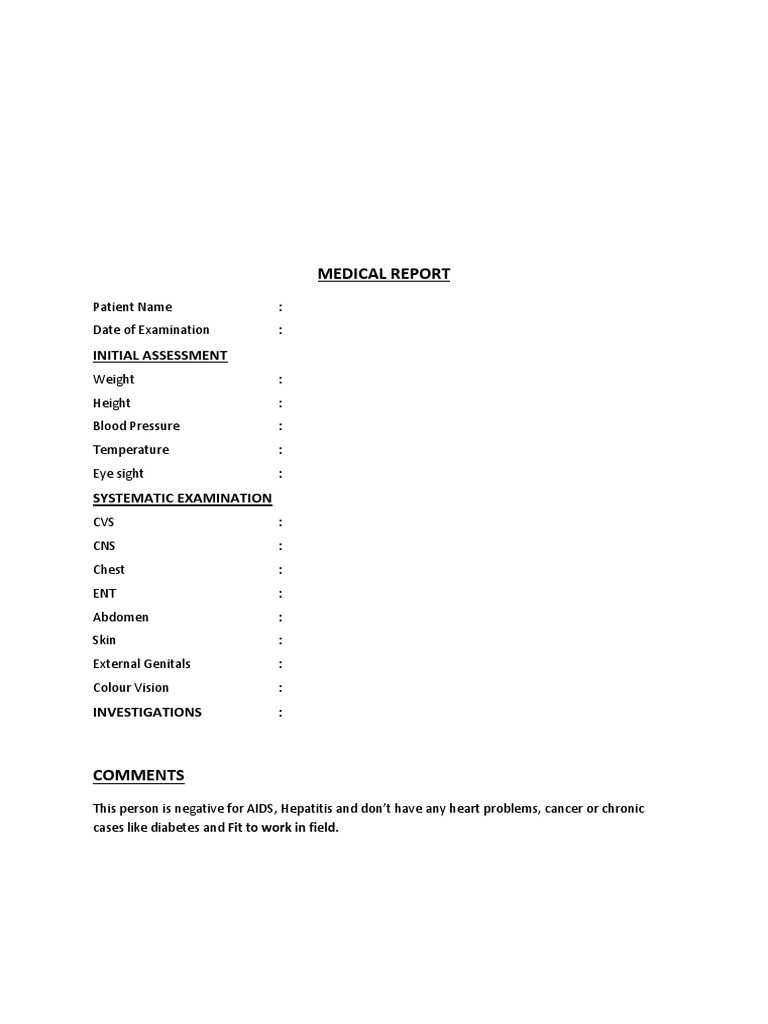 Medical Report: Initial Assessment | PDF