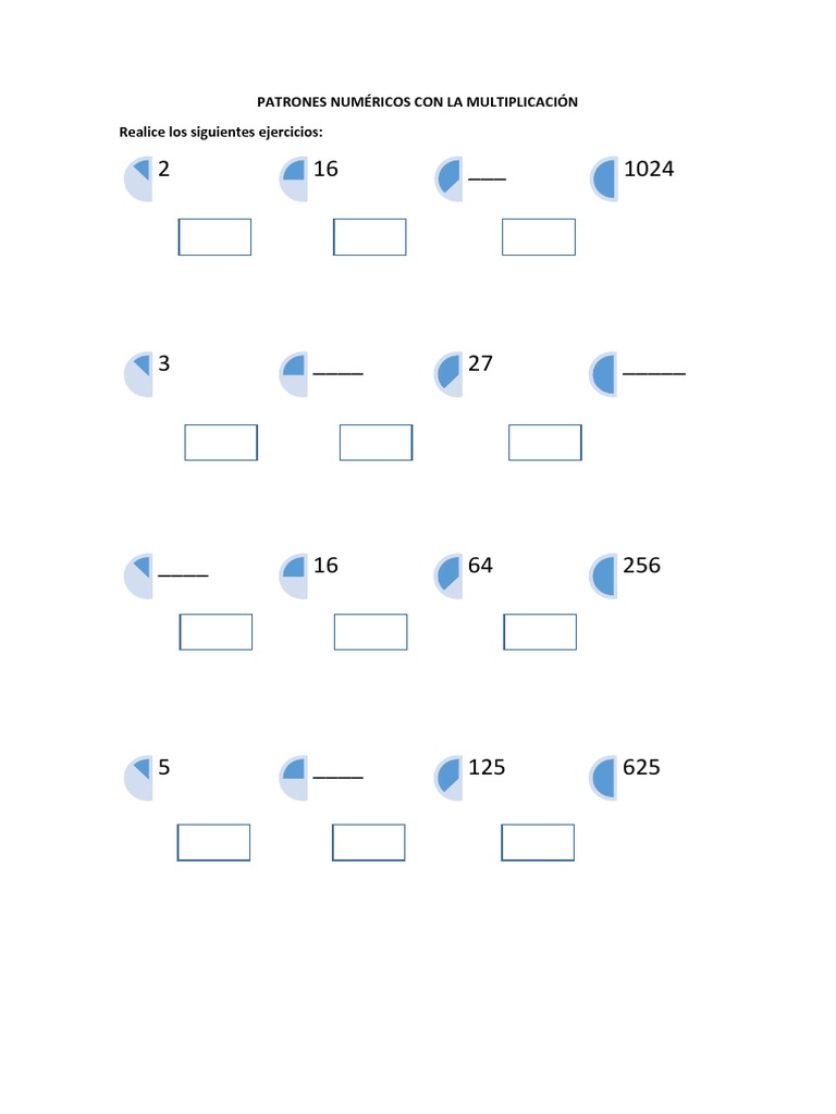 Hojas De Trabajo De Patrones Numéricos De Cuarto Grado