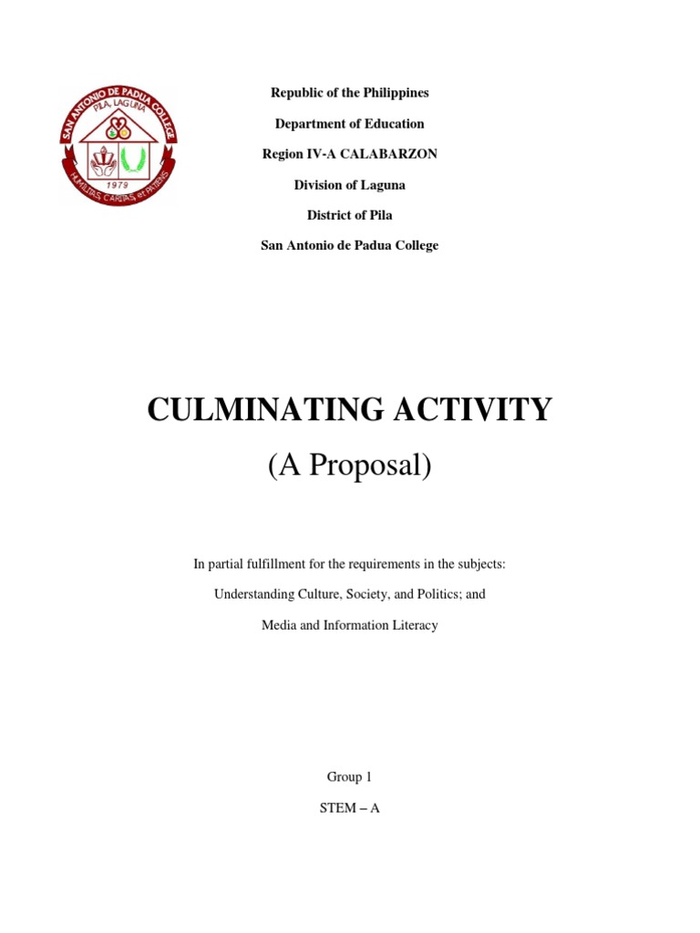Culminating Activity: (A Proposal) | PDF | Emergency Management ...