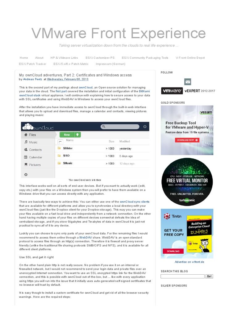 VMware Front Experience: Securing ownCloud with SSL | PDF | Hypertext Transfer Protocol | Public ...