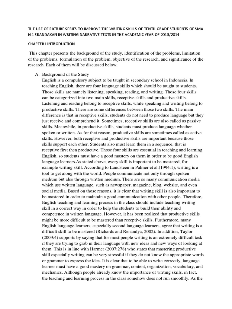 The Use of Picture Series To Improve The Writing Skills of Tenth Grade ...