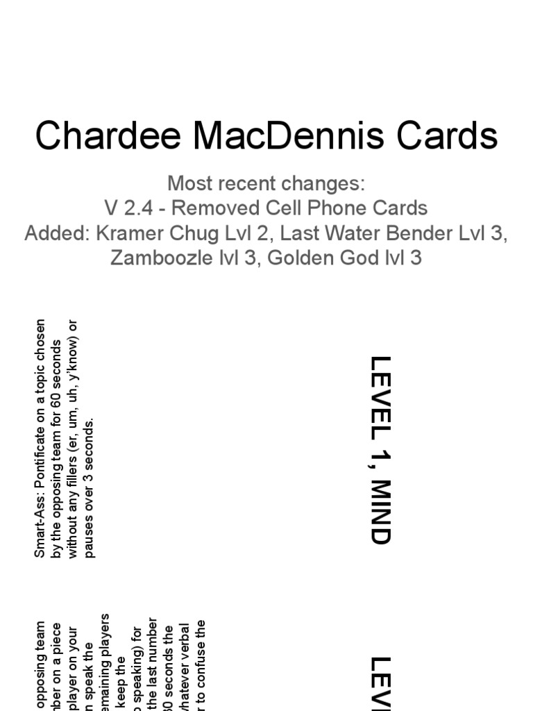 Chardee MacDennis Card Game Rules | PDF | Leisure | Nature