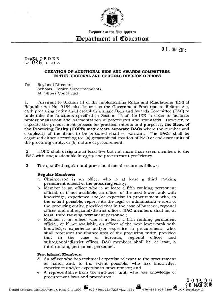 BAC-Deped Order PDF | PDF