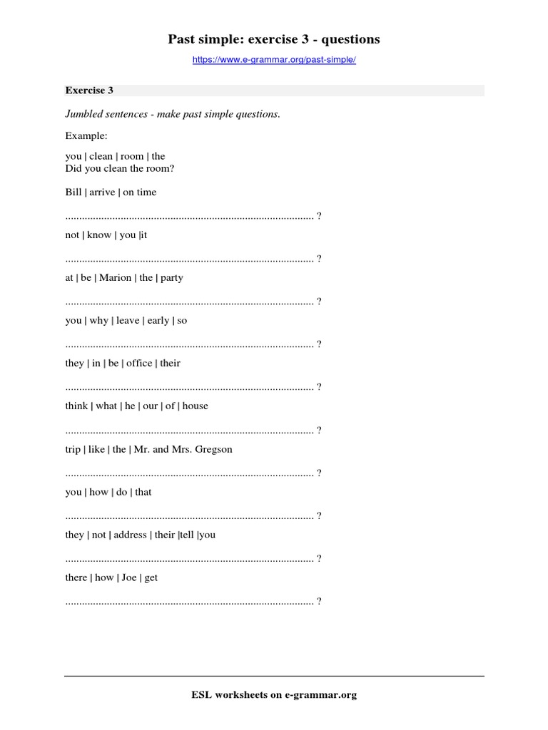 Past Simple Exercise 3 PDF | PDF