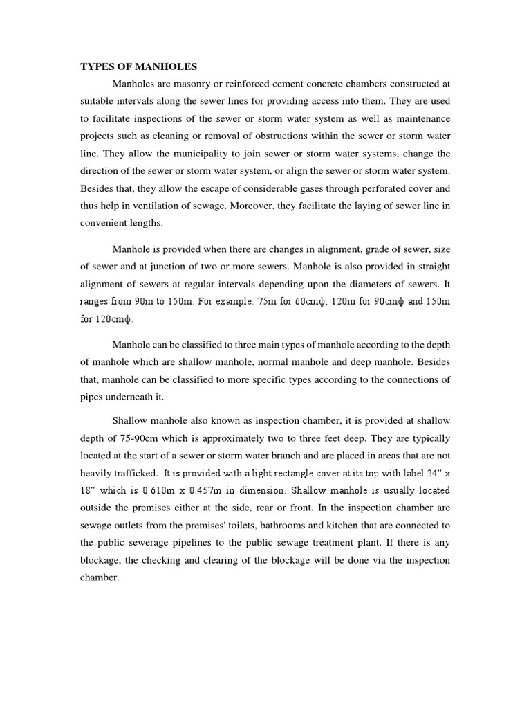 Types of Manholes | Sanitary Sewer | Civil Engineering