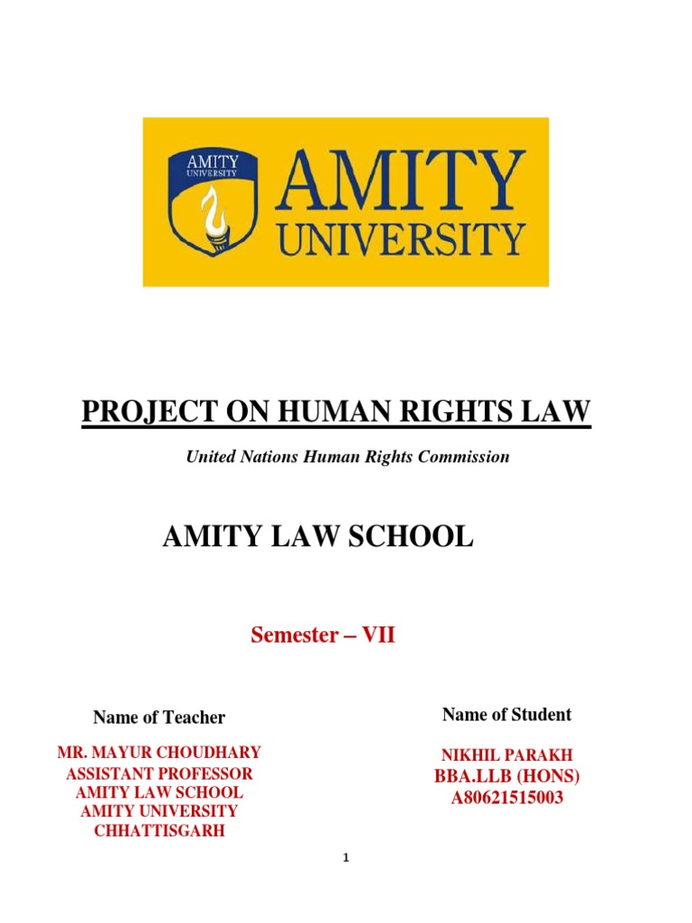 Project On Human Rights Law: Semester - VII | PDF | Human Rights ...